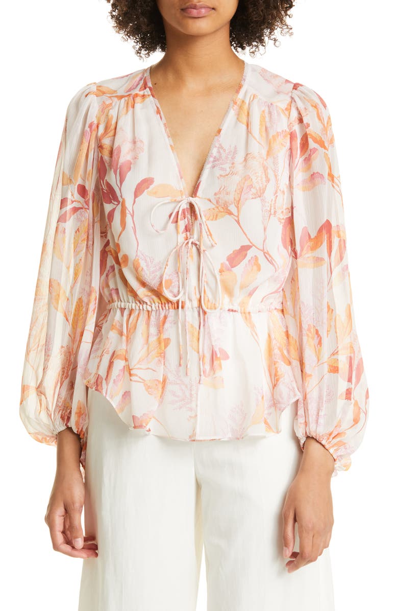 Ted Baker London Harper Floral Tie Front Blouse | Nordstromrack
