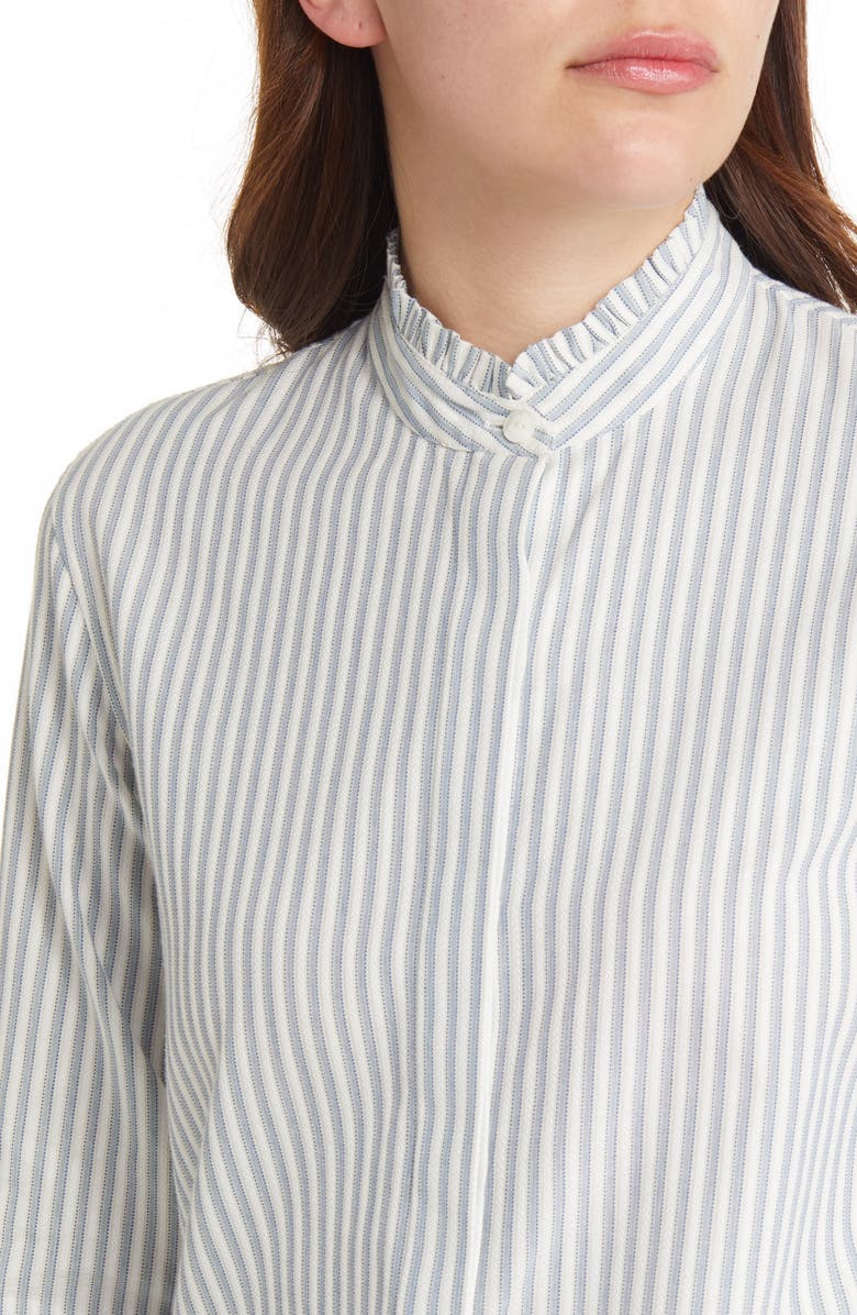rag & bone Jordan Stripe Ruffle Cotton Button-Up Shirt | Nordstromrack