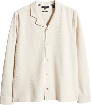 Ted Baker London Pendul Textured Long Sleeve Cotton Jersey Camp Shirt ...