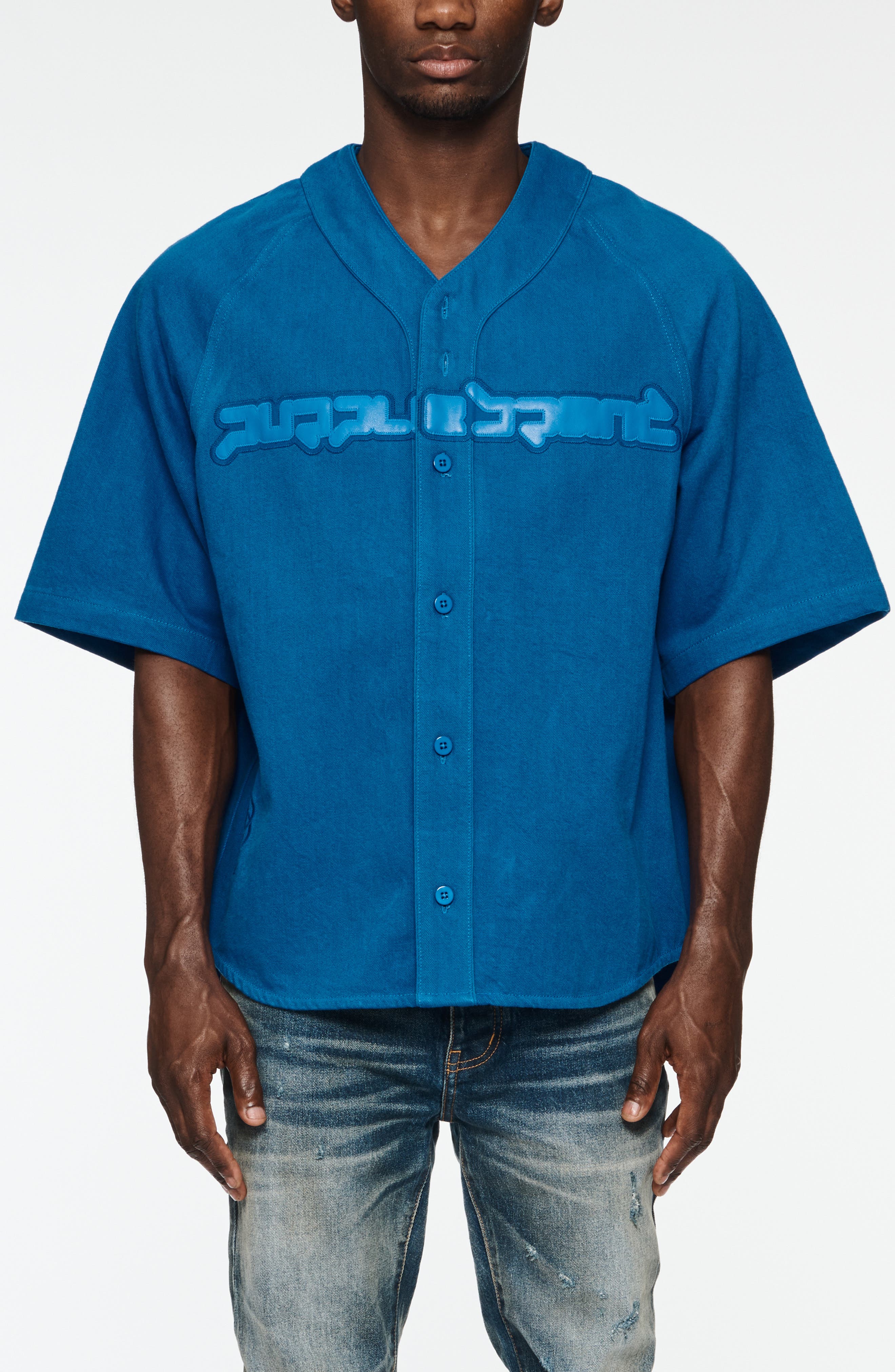 PURPLE BRAND Logo Cotton Baseball Shirt | Nordstromrack
