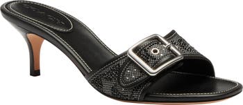 COACH Margot Crystal Signature Jacquard Kitten Heel Sandal (Women ...