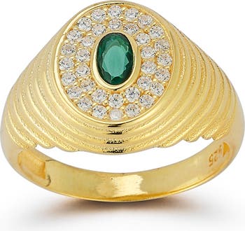 CHLOE AND MADISON 14K Gold Plated Sterling Silver CZ Ribbed Dome Ring ...