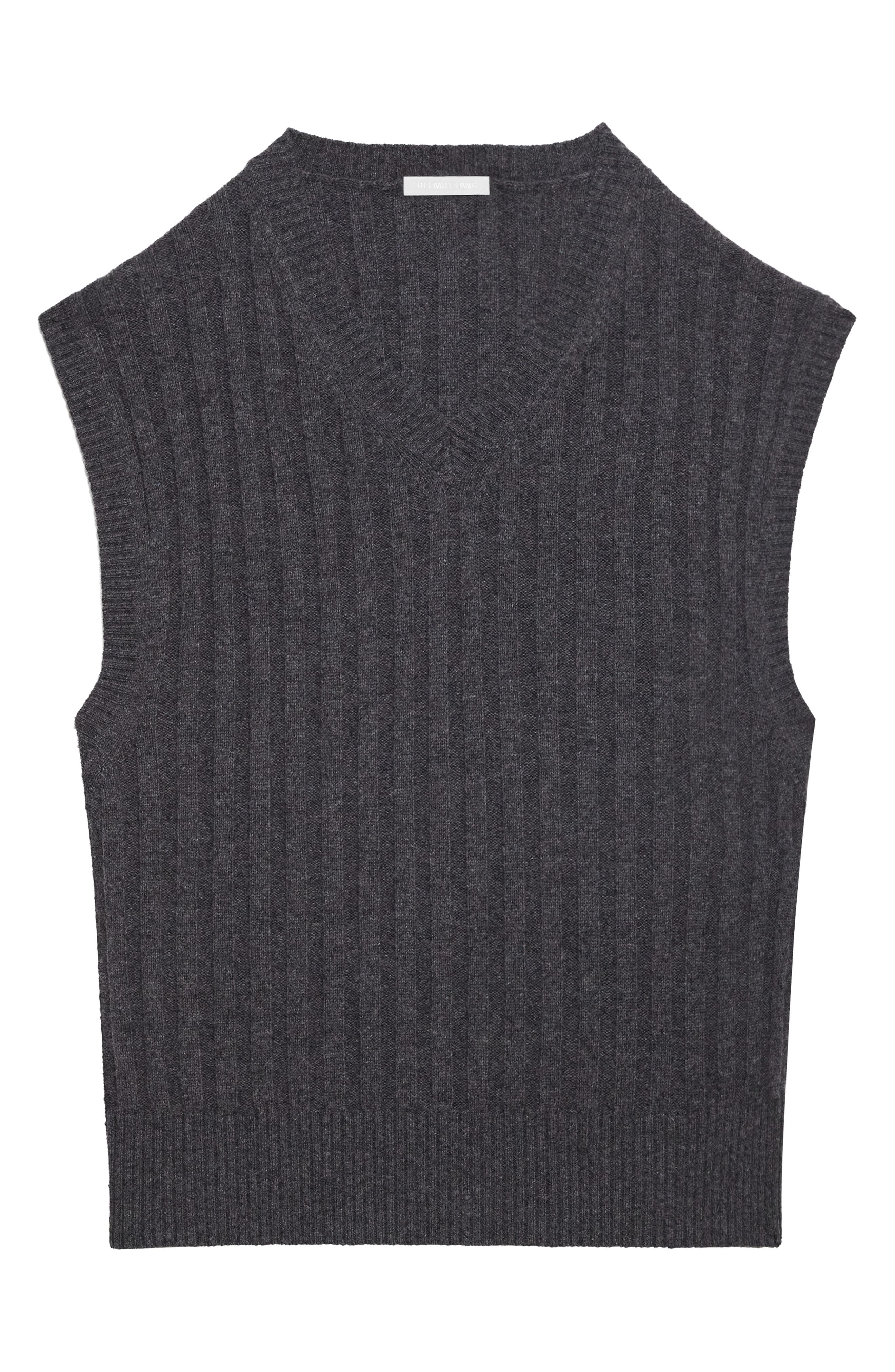 Helmut Lang Zephir Oversize V-Neck Ribbed Wool Blend Sweater Vest ...