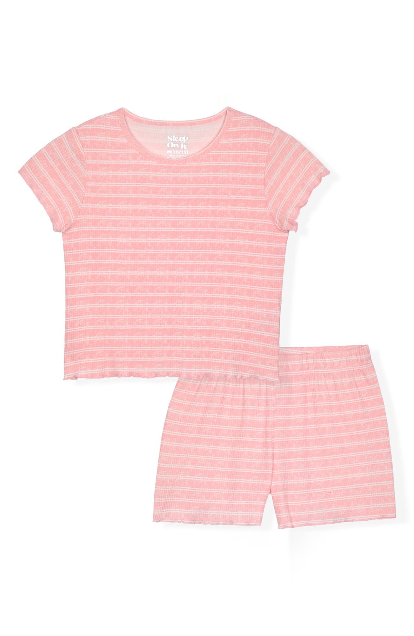 CLOUD NINE Kids' Stripe Print Rib Two-Piece Short Pajamas | Nordstromrack
