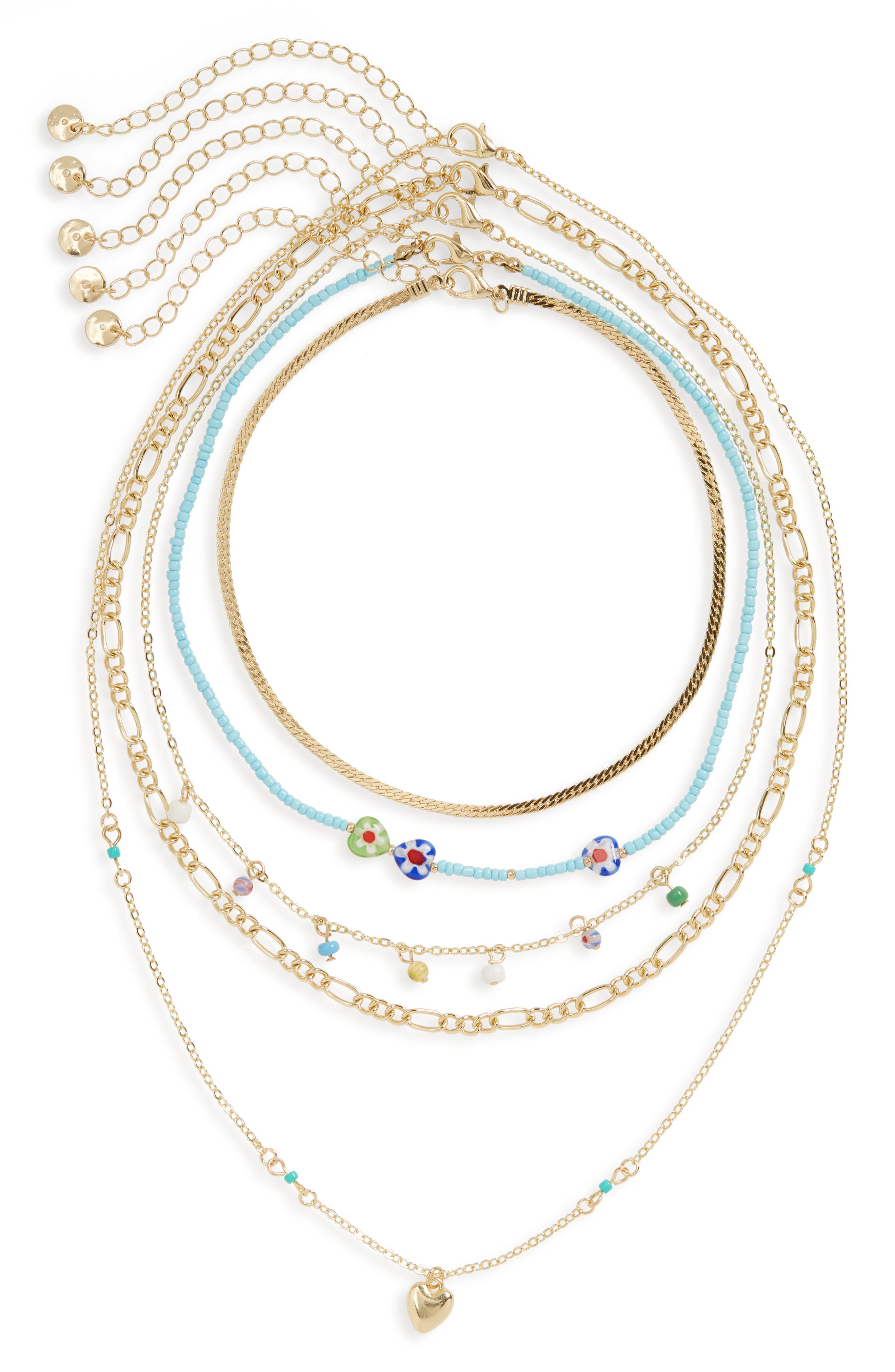 BP. Heart Assorted 5-Pack Layering Necklaces | Nordstromrack