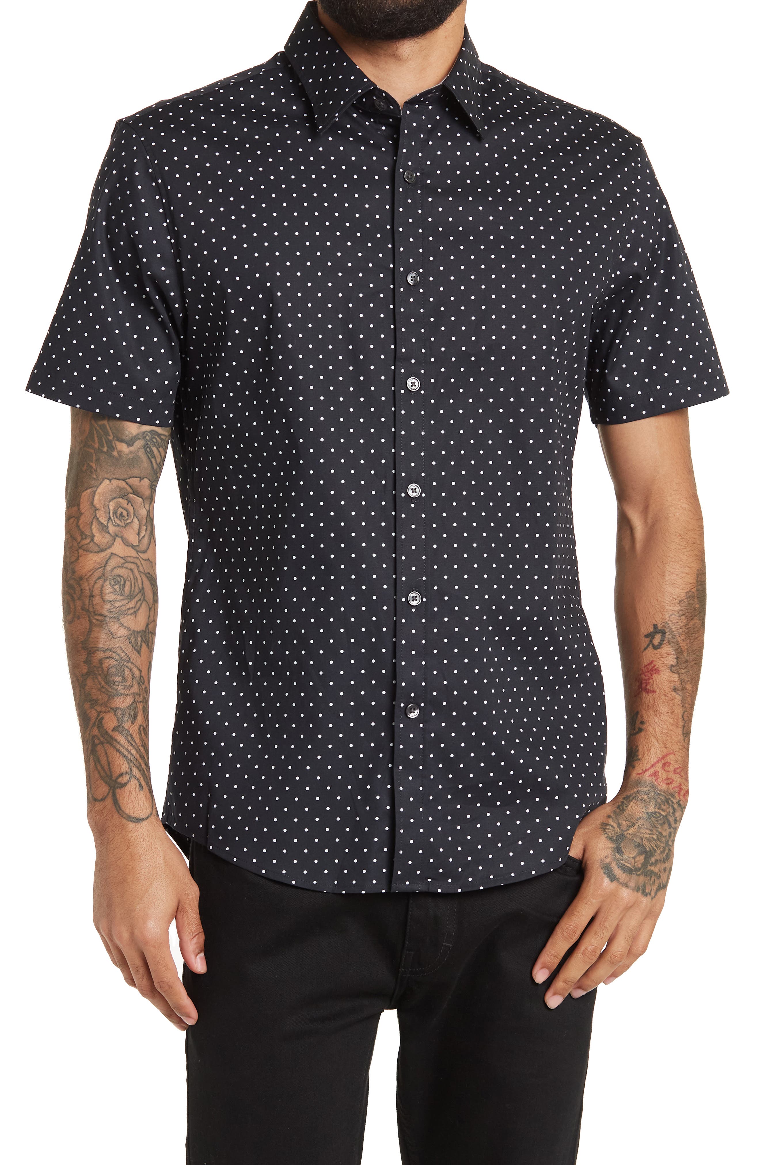 Michael Kors Short Sleeve Slim Dot Print Shirt | Nordstromrack
