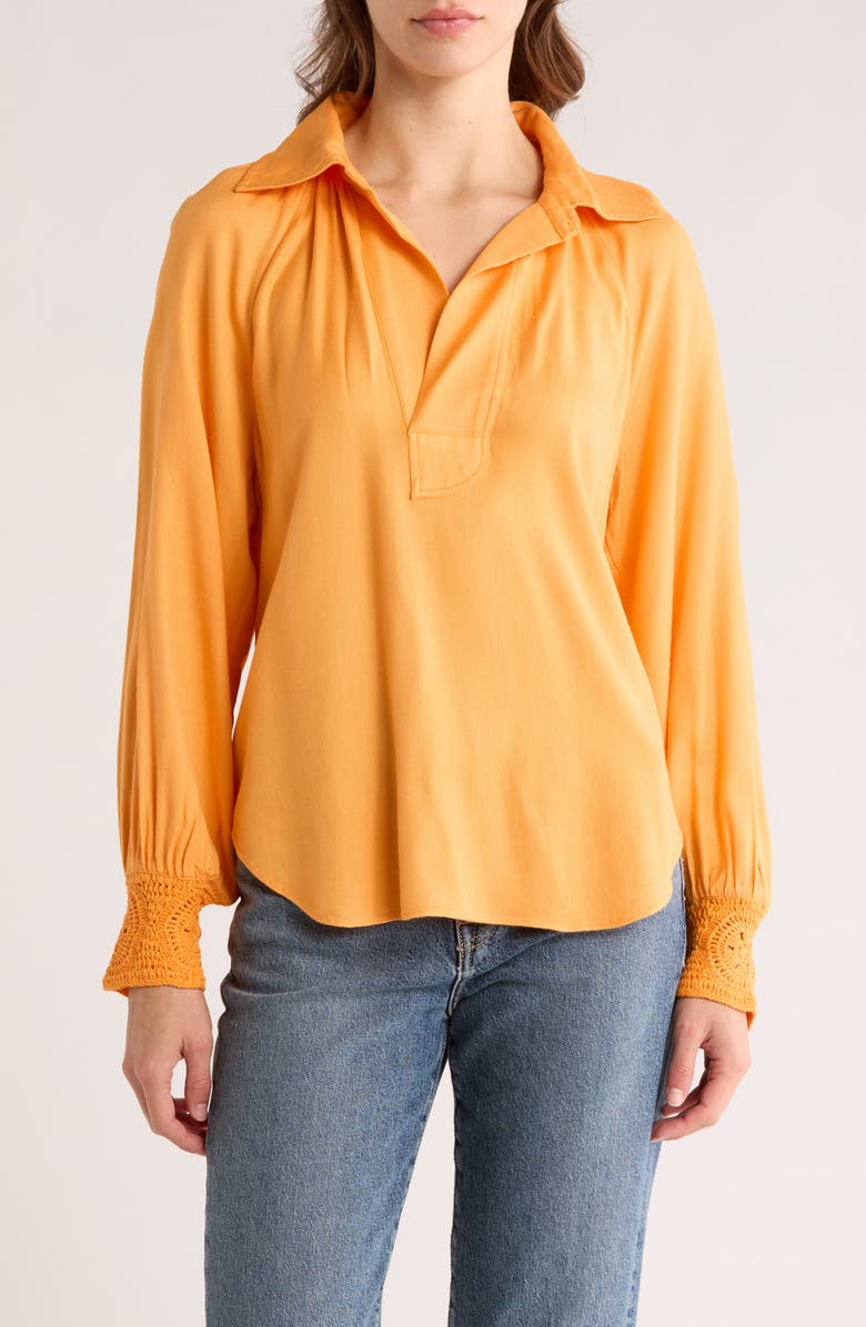 Joie Ione Crochet Trim Collared Shirt | Nordstromrack
