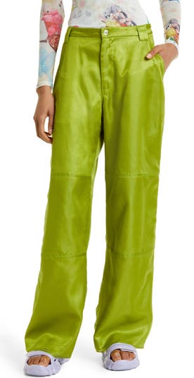 Collina Strada Lawn Plaid Slouchy Wide Leg Cotton & Linen Pants | Nordstrom