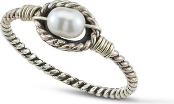 SAMUEL B. Sterling Silver Twist Rope Freshwater Pearl Ring | Nordstromrack