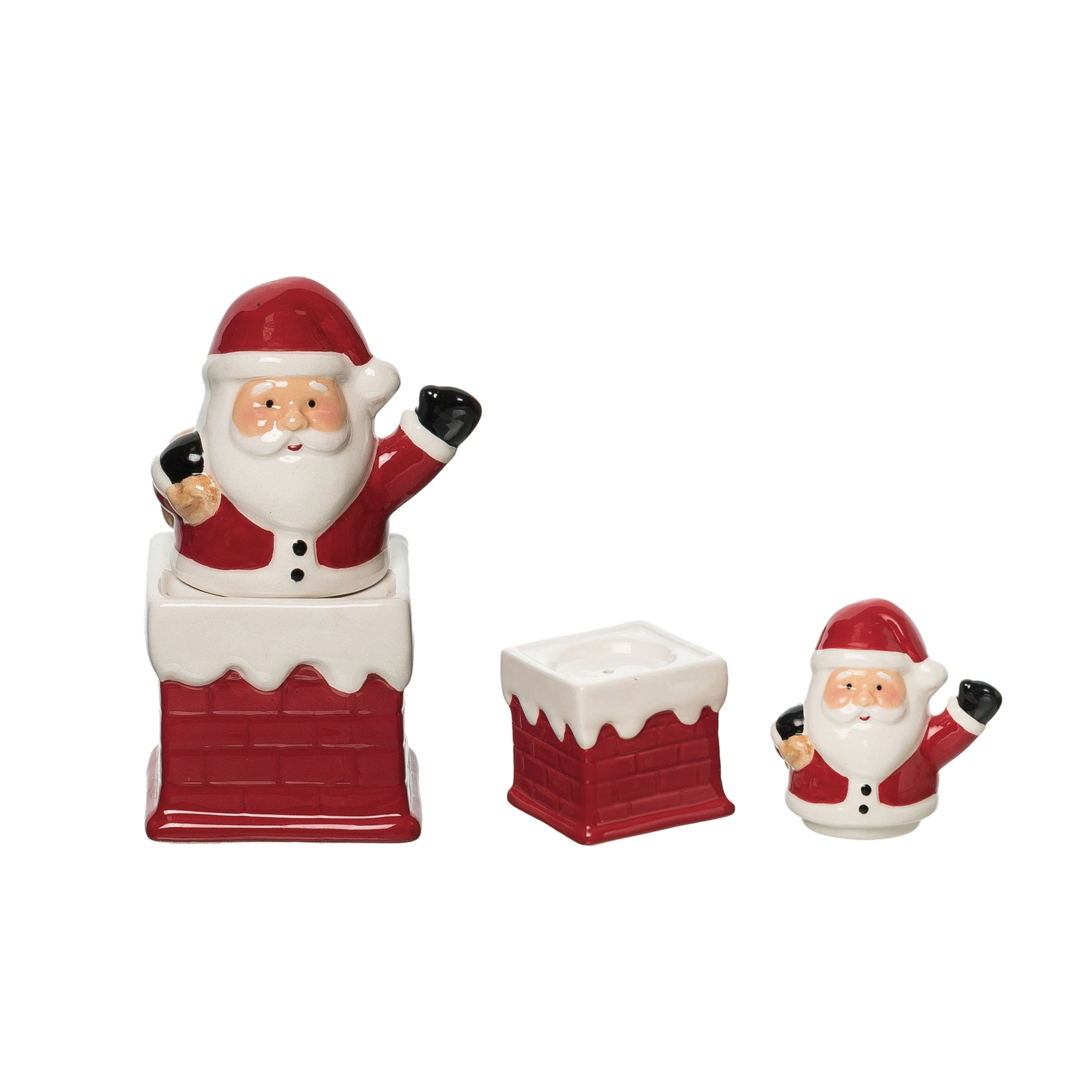 Transpac Dolomite Santa and Chimney Salt and Pepper Shaker Set Ceramic ...