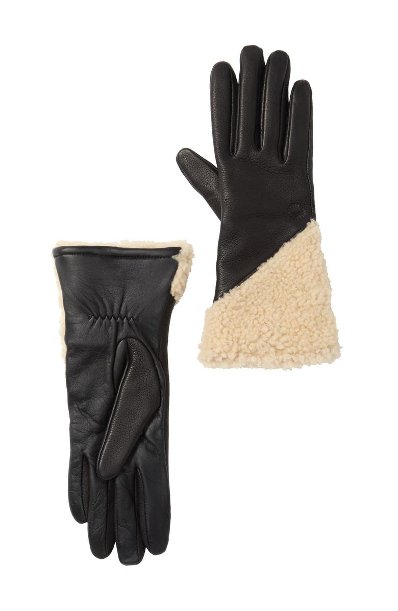 UGG® Asymmetrical Genuine Shearling Touch Screen Compatible Gloves ...
