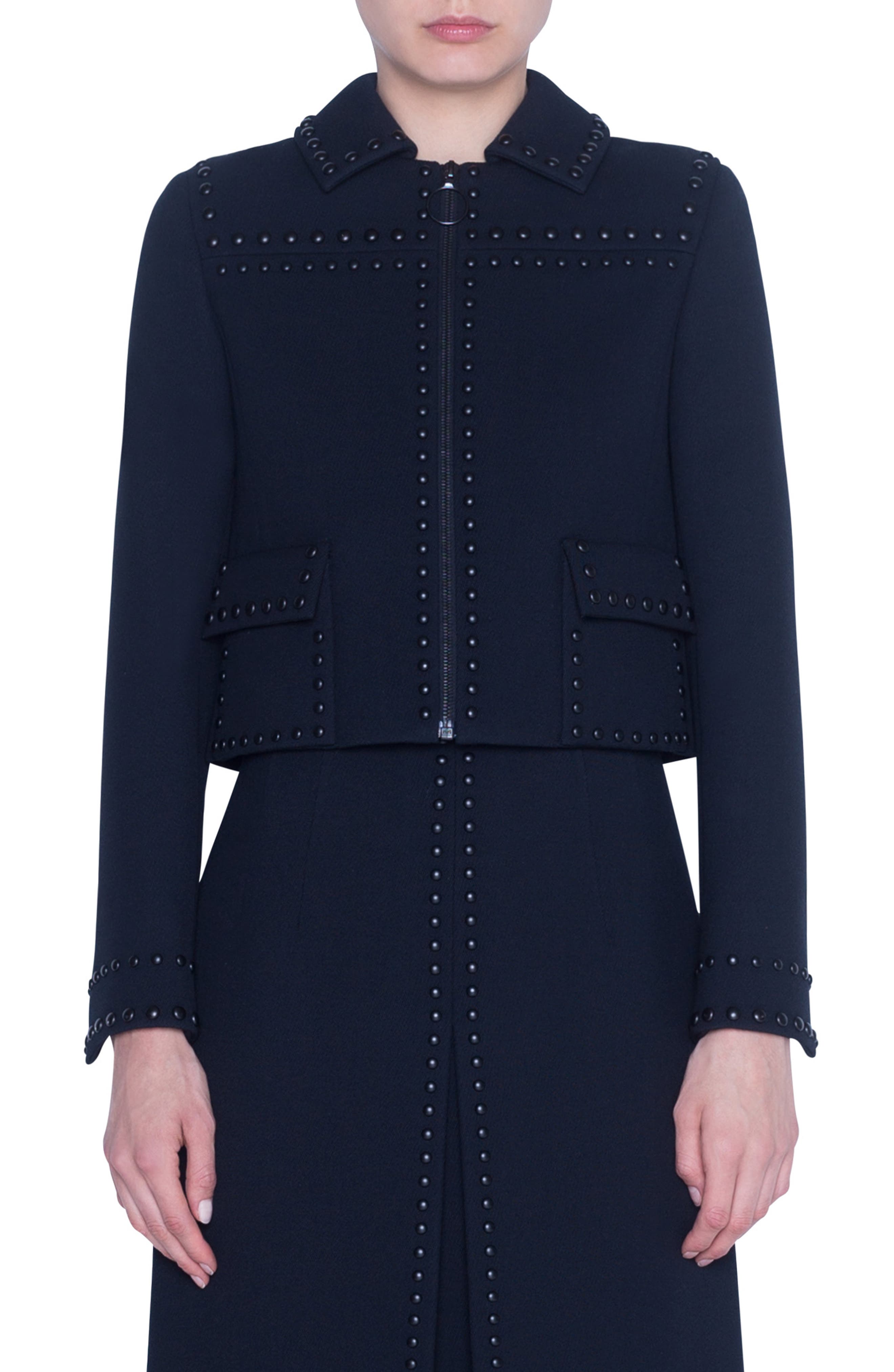 Akris punto Rivet Detail Wool Crop Jacket | Nordstromrack