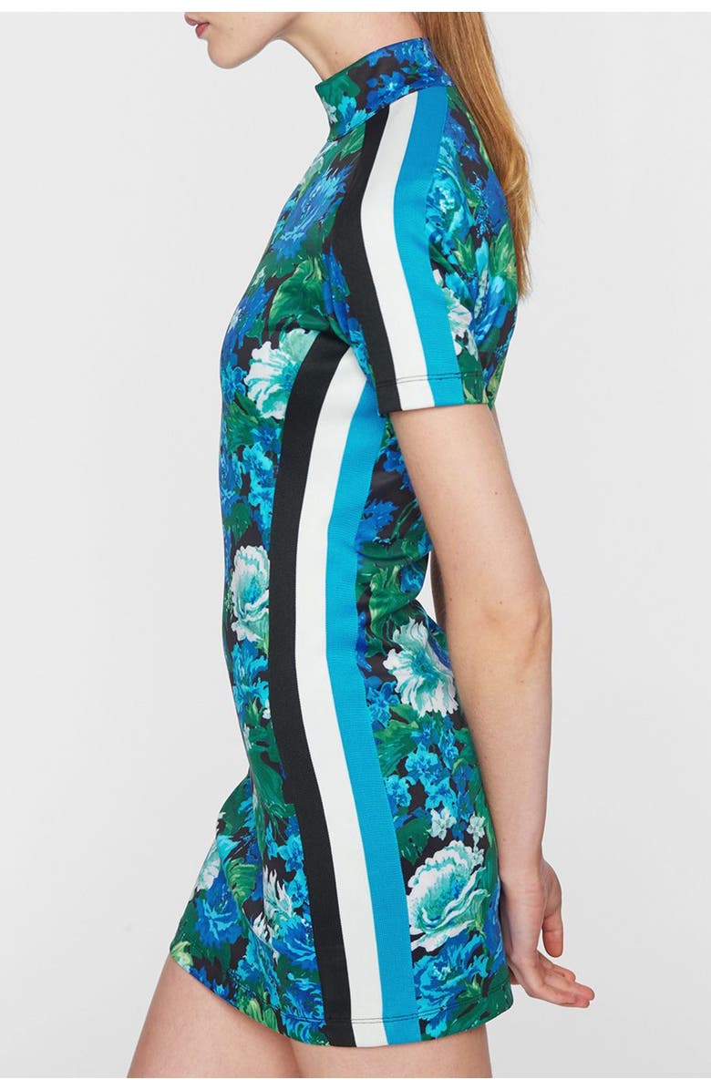 Pam & Gela Floral Track Stripe Mock Neck Mini Dress | Nordstromrack