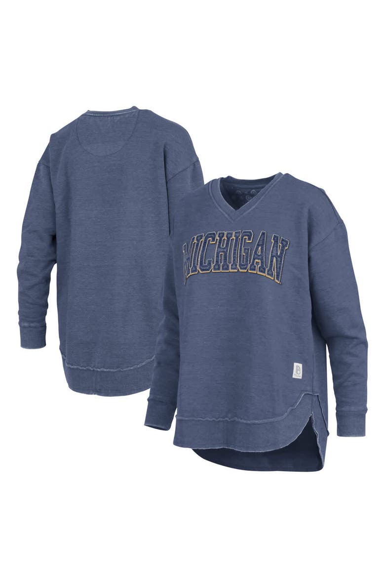 PRESSBOX Women's Pressbox Navy Michigan Wolverines Westin Poncho V-Neck ...