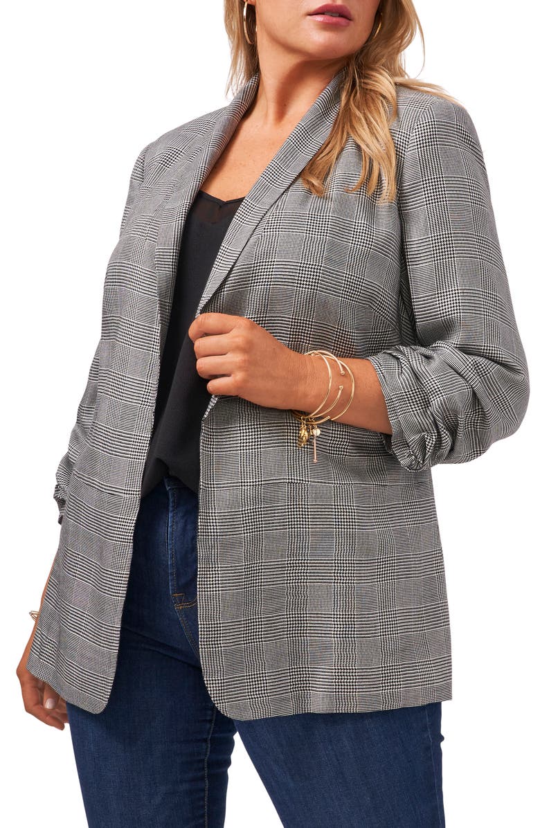 1.STATE Check Ruched Sleeve Blazer | Nordstromrack