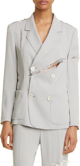 Undercover Slash Cutout Lace Trim Double Breasted Blazer | Nordstrom