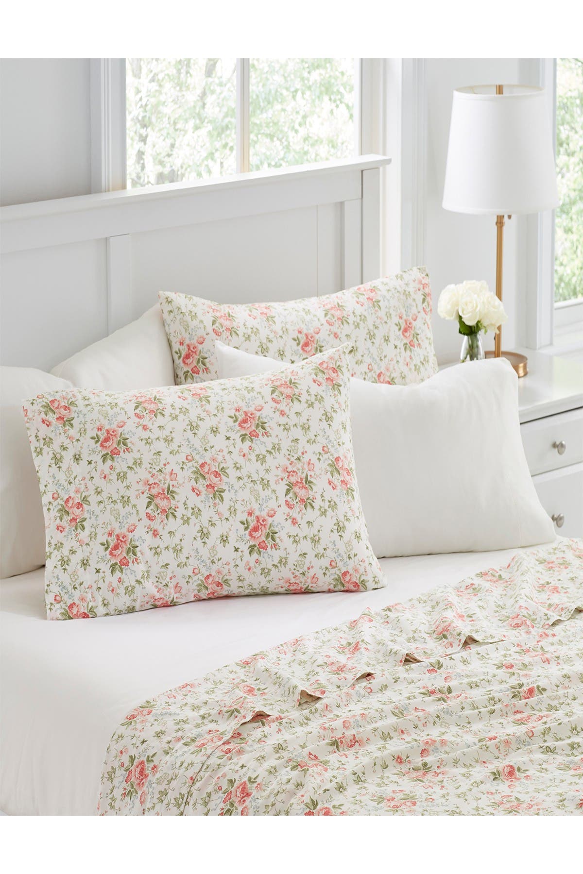 Laura Ashley Marissa Pastel Red Queen Bonus Sheet Set | Nordstromrack