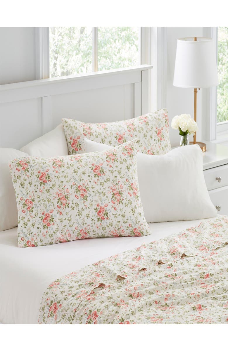 Laura Ashley Marissa Pastel Red Queen Bonus Sheet Set | Nordstromrack