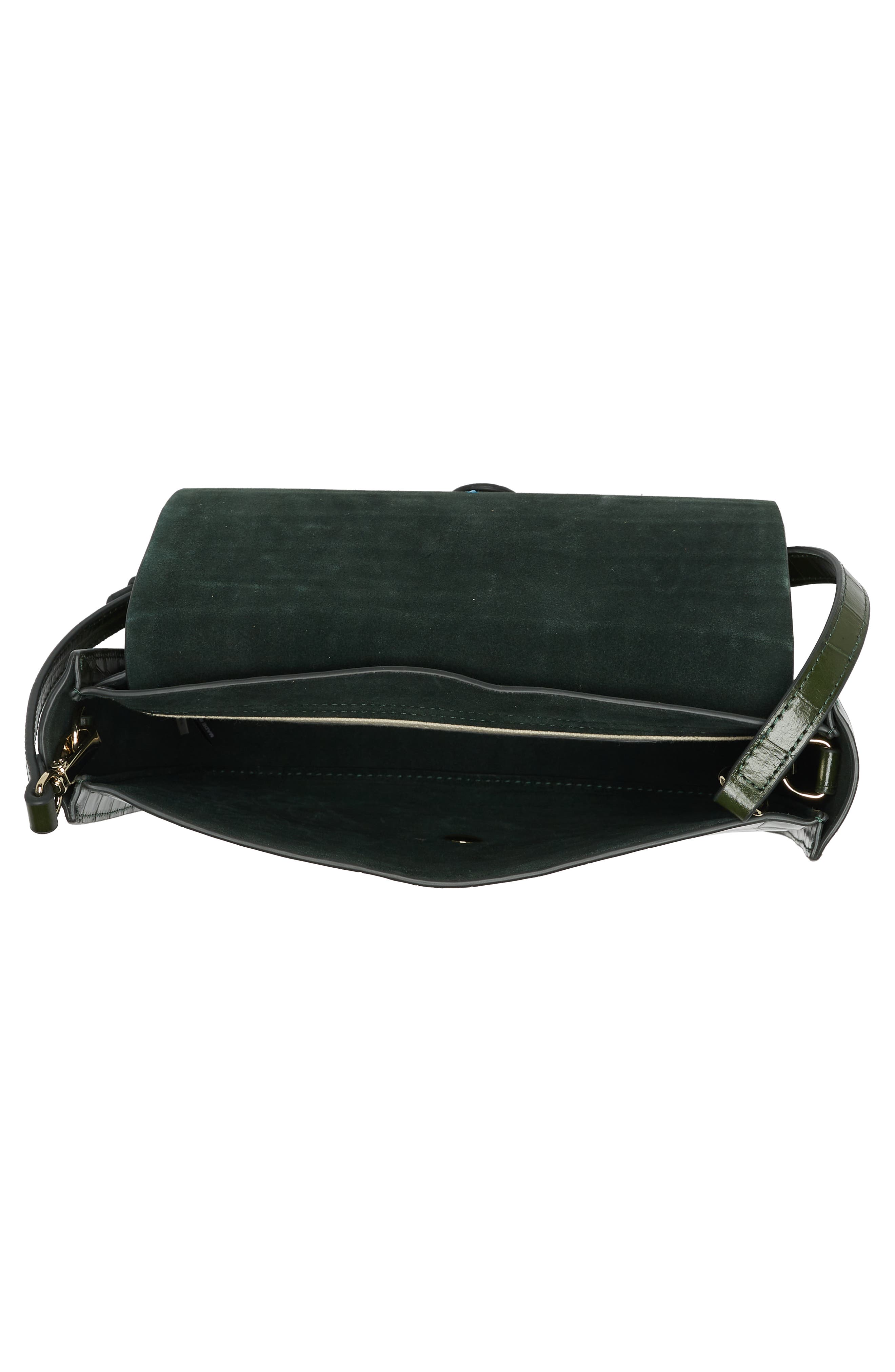 Loeffler Randall Lourdes Croc Embossed Leather Turned Out Crossbody Bag ...