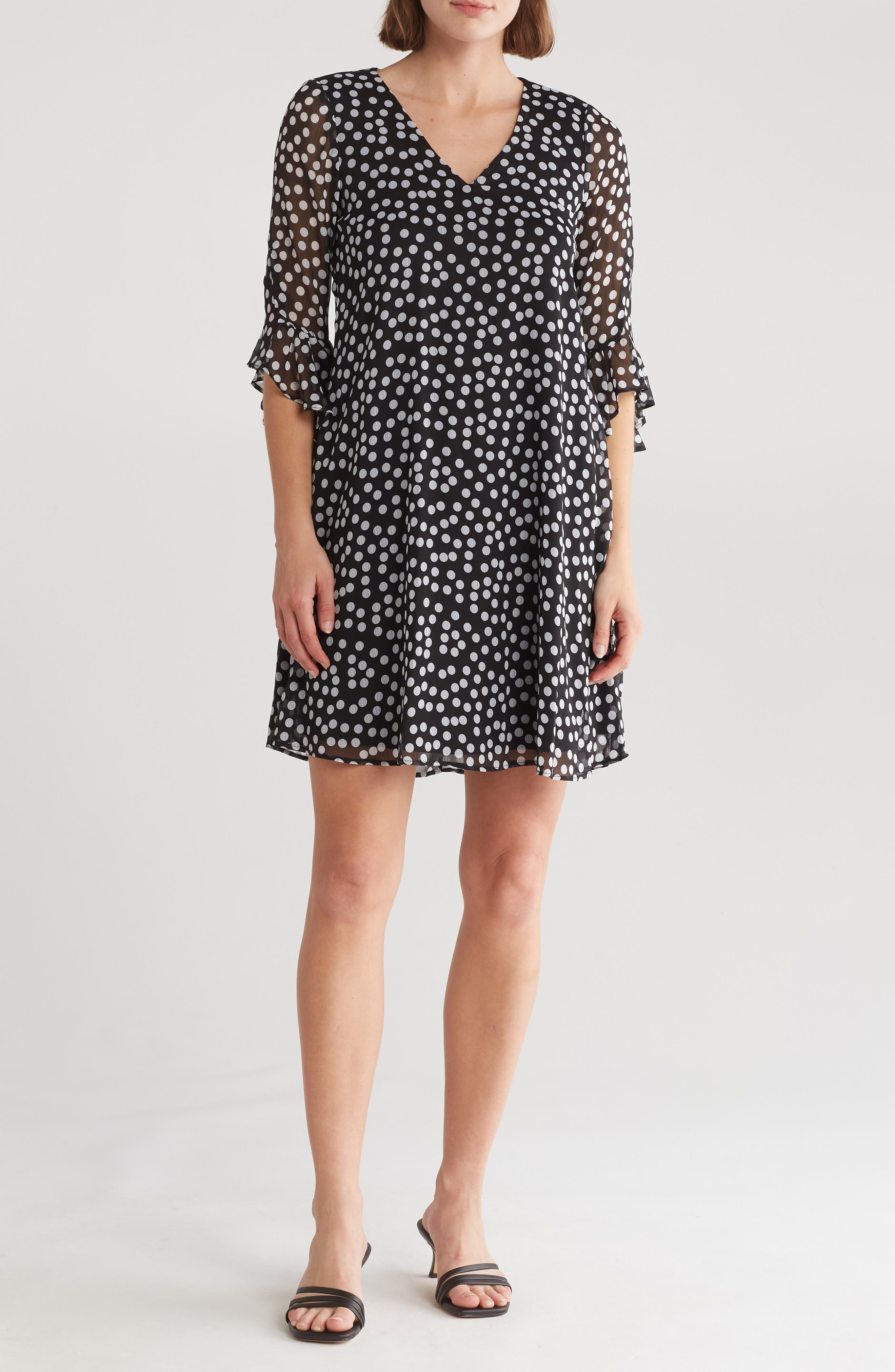 Calvin Klein V-Neck Ruffle Sleeve Trapeze Minidress | Nordstromrack