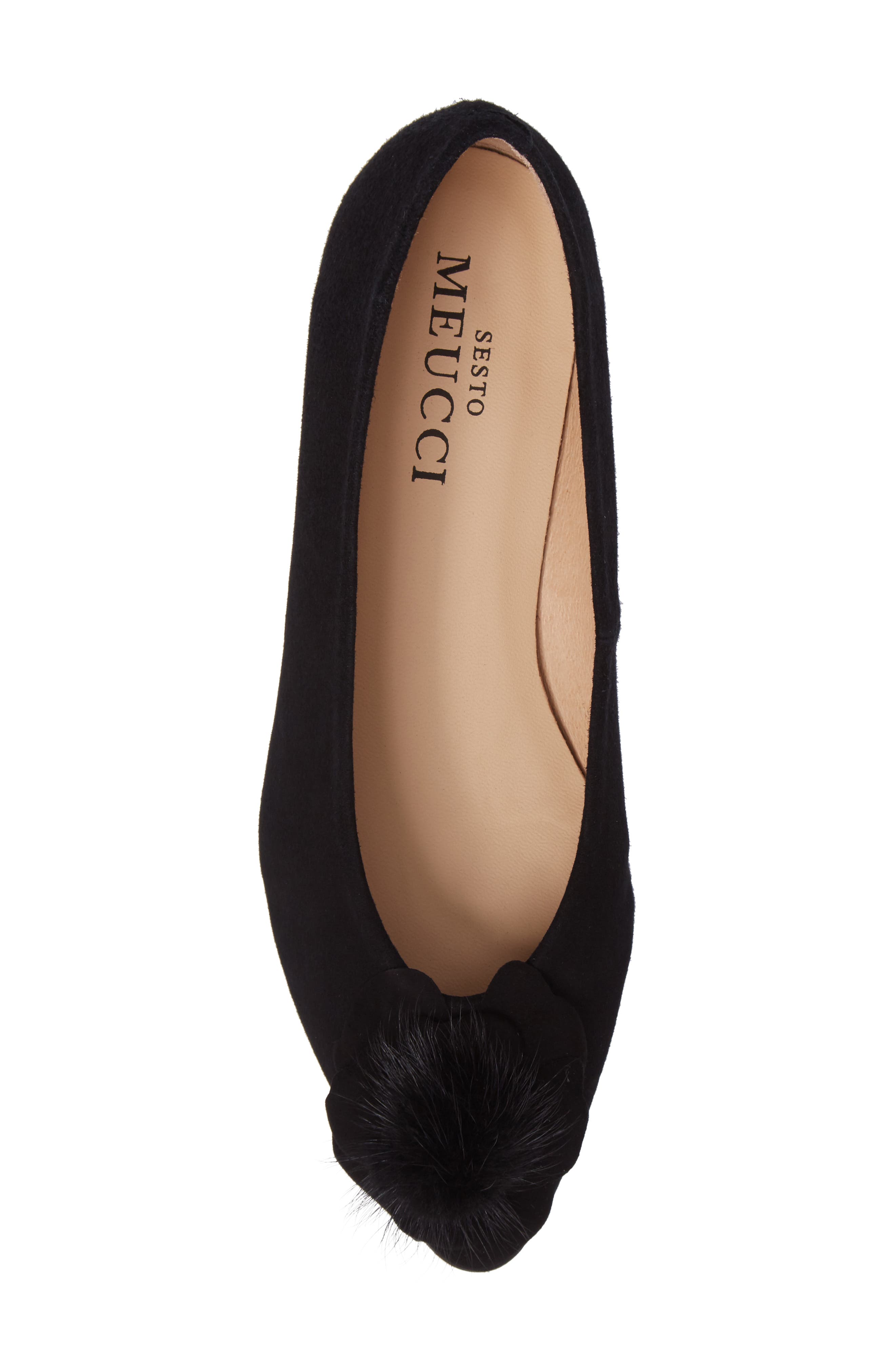 Sesto Meucci Genuine Rabbit Fur Pom Flat (Women) | Nordstrom