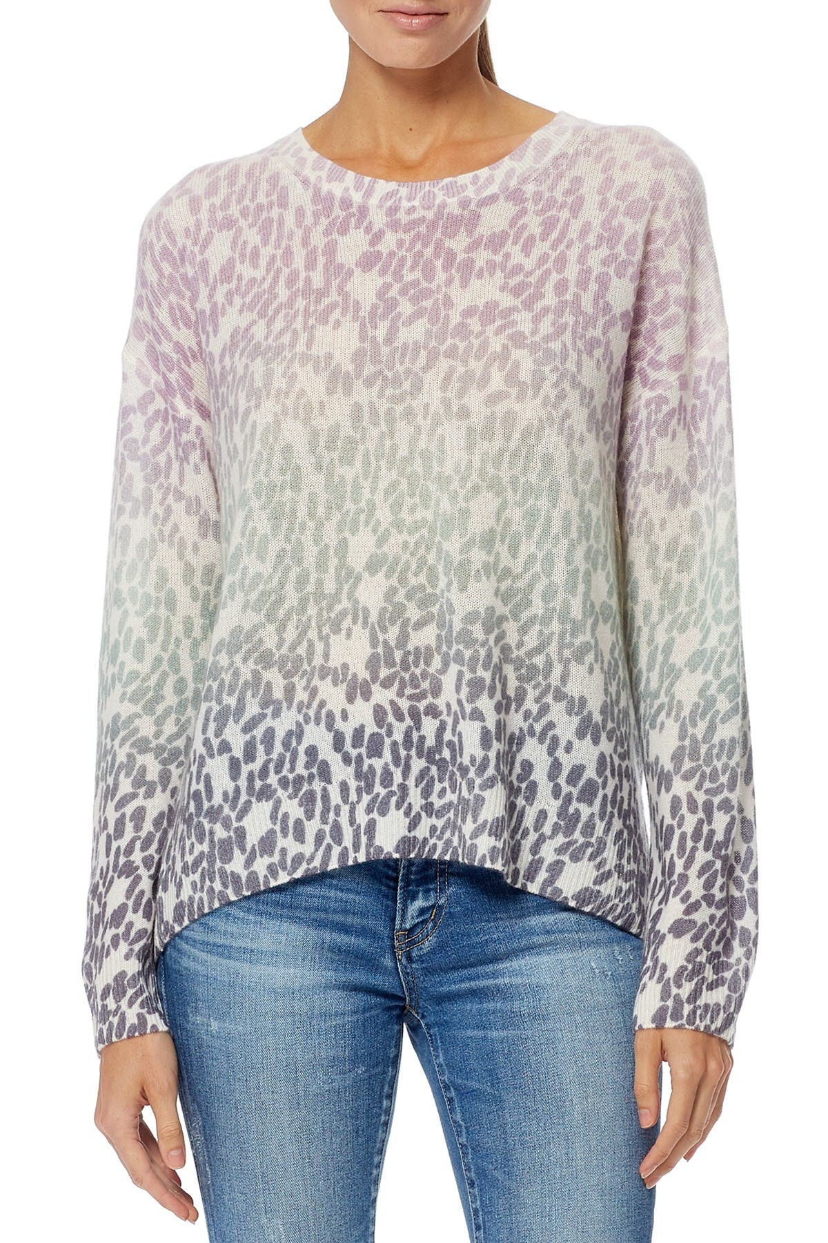 360 CASHMERE Izzy Dip Dyed Leopard Cashmere Sweater | Nordstromrack