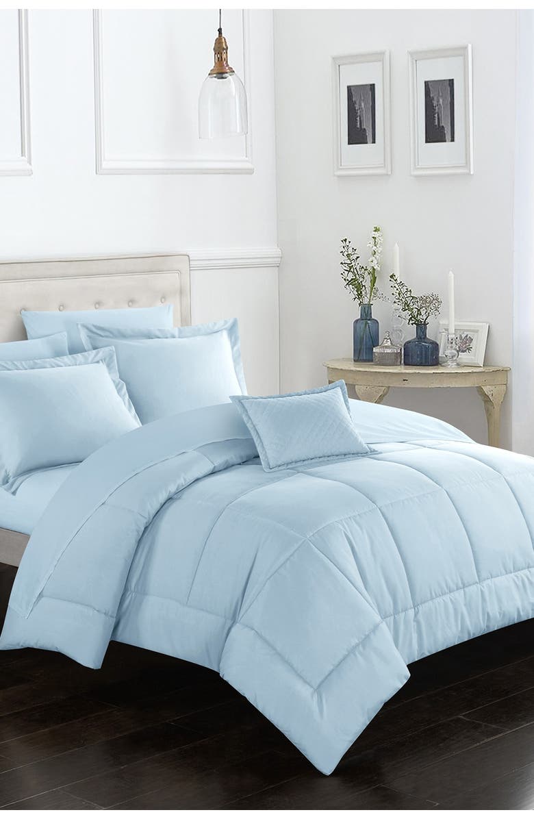 CHIC Joshuah Stitched Solid Color Design Bed in a Bag King Comforter ...
