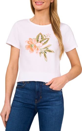 CeCe Flower Crewneck Cotton Graphic T-Shirt | Nordstrom