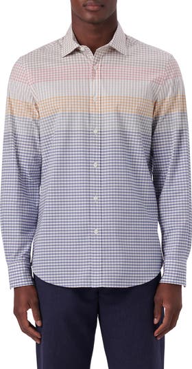 Bugatchi Shaped Fit Check Stretch Cotton Button-Up Shirt | Nordstromrack