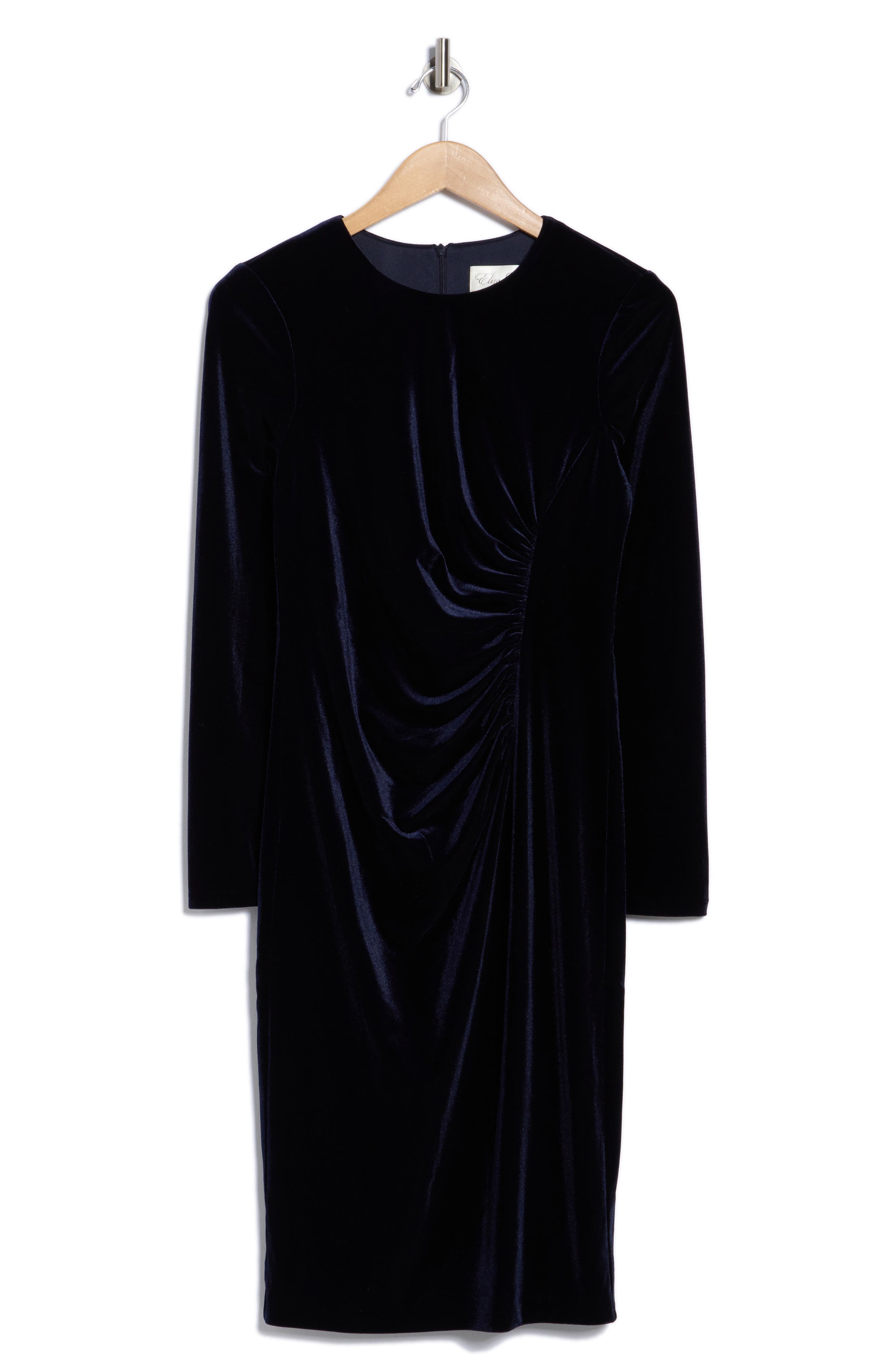 Eliza J Long Sleeve Ruched Velvet Midi Dress | Nordstromrack