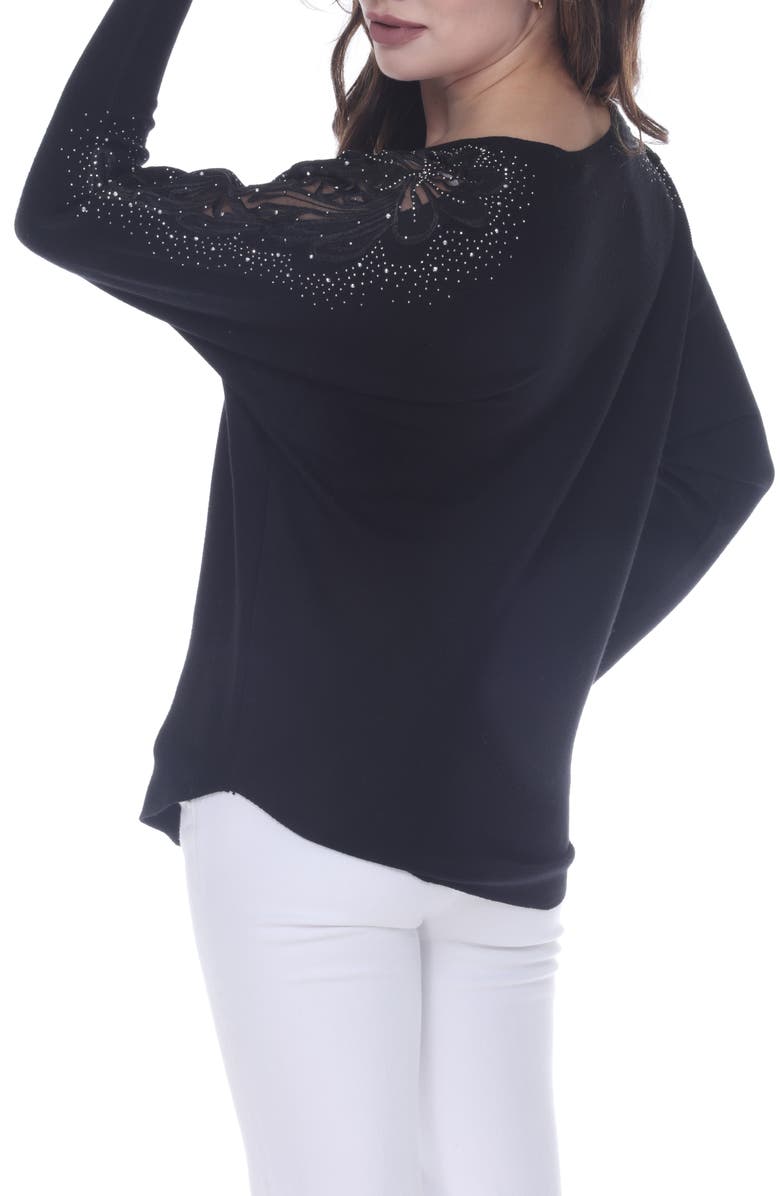 RAIN AND ROSE Embellished Lace Jersey Sweater | Nordstromrack