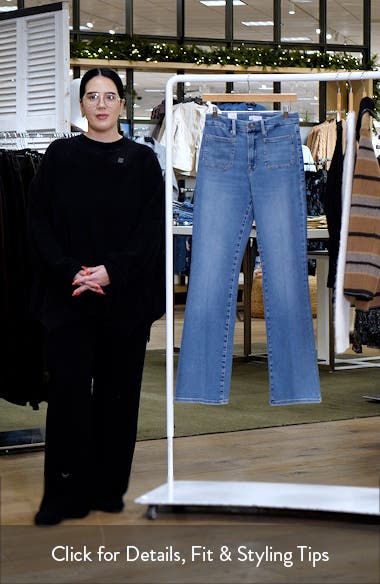 Good American Good Legs Patch Pocket High Waist Flare Jeans (Women ...