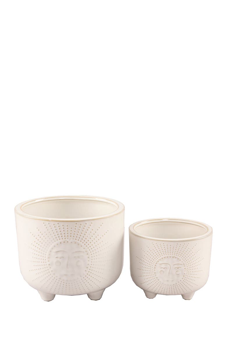 FLORA BUNDA Ivory 6" & 4.75" Sunny Ceramic Footed Planter - Set of 2 ...