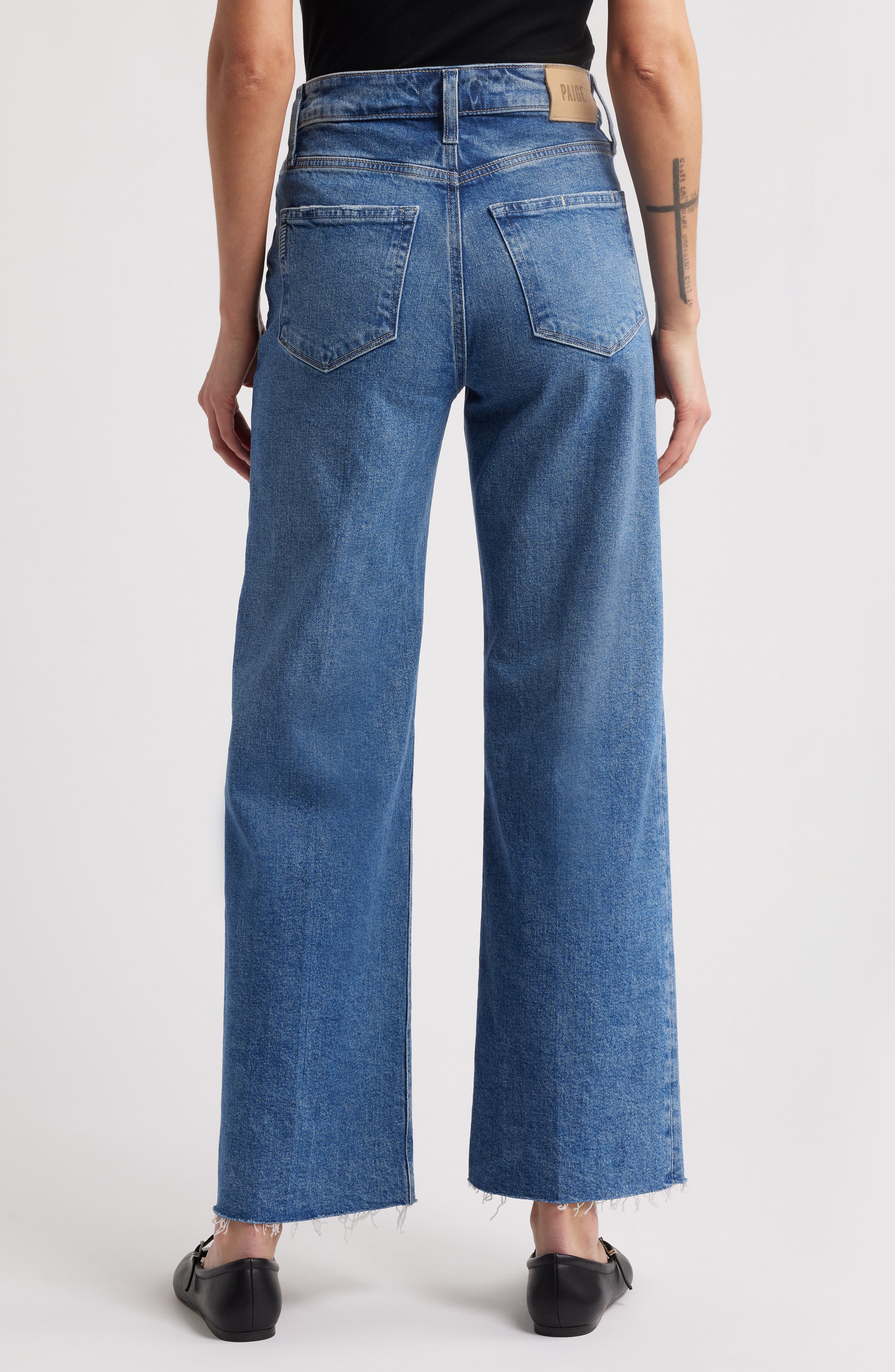PAIGE Anessa High Waist Raw Hem Wide Leg Jeans | Nordstrom