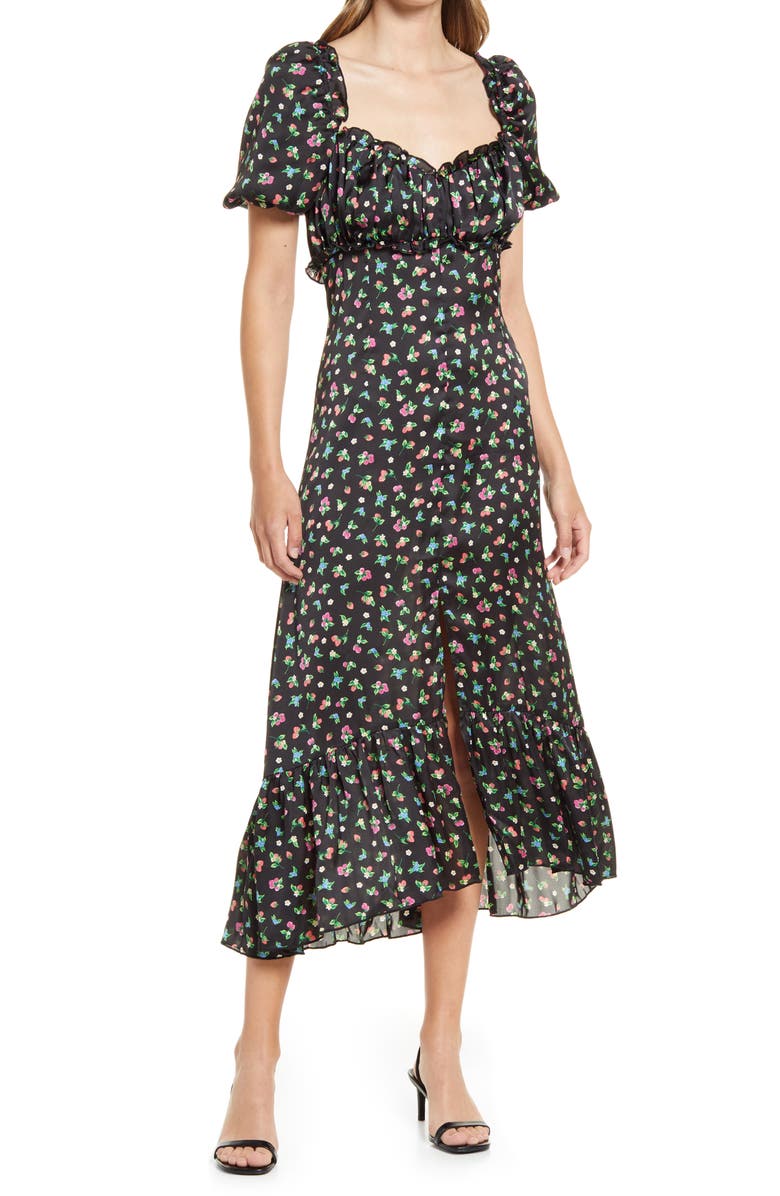 PRIM Berry Sweetheart Neck Midi Dress | Nordstromrack