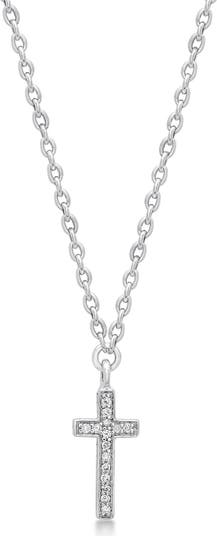 Lois Hill Sterling Silver Diamond Side Swirl Cross Pendant Necklace - 0 ...