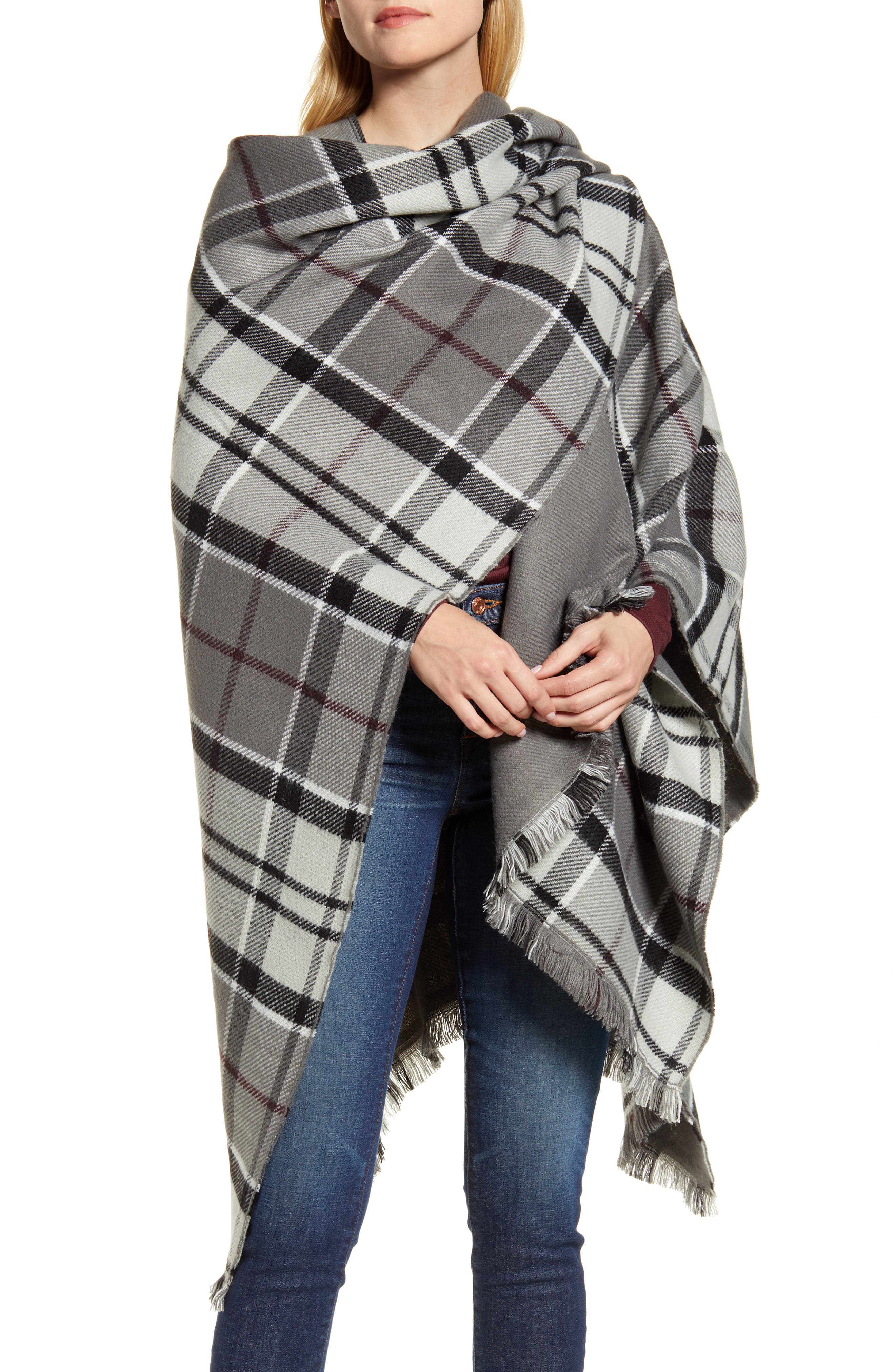Lomand Tartan Double Face Serape Wrap (Women) | Nordstromrack
