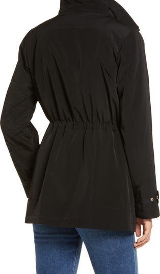 Gallery Cinched Waist Hooded Water Resistant Raincoat Gallery Cinched Waist Hooded Water Resistant Raincoat