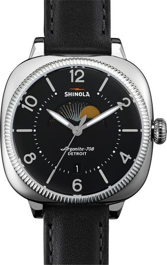 Shinola The Gomelsky Square Moon Phase Leather Strap Watch, 36mm ...