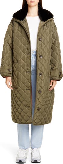 Stand Studio Marika Quilted Coat with Faux Fur Collar | Nordstrom