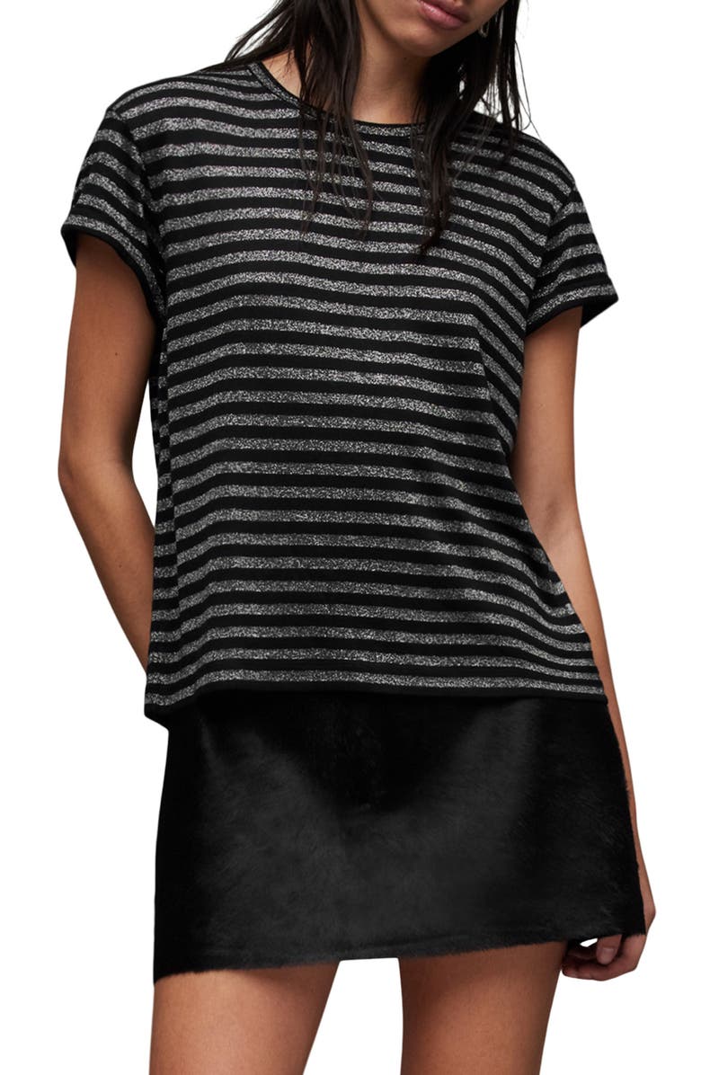 AllSaints Anna Sparkle Stripe T-Shirt | Nordstromrack