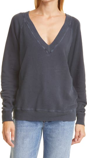 THE GREAT. The V-Neck Cotton Sweatshirt | Nordstrom