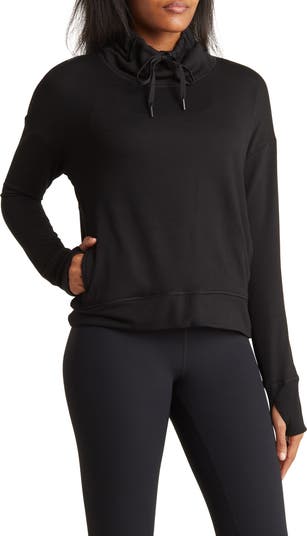 90 DEGREE BY REFLEX Terry Drawstring Cowl Neck Pullover | Nordstromrack