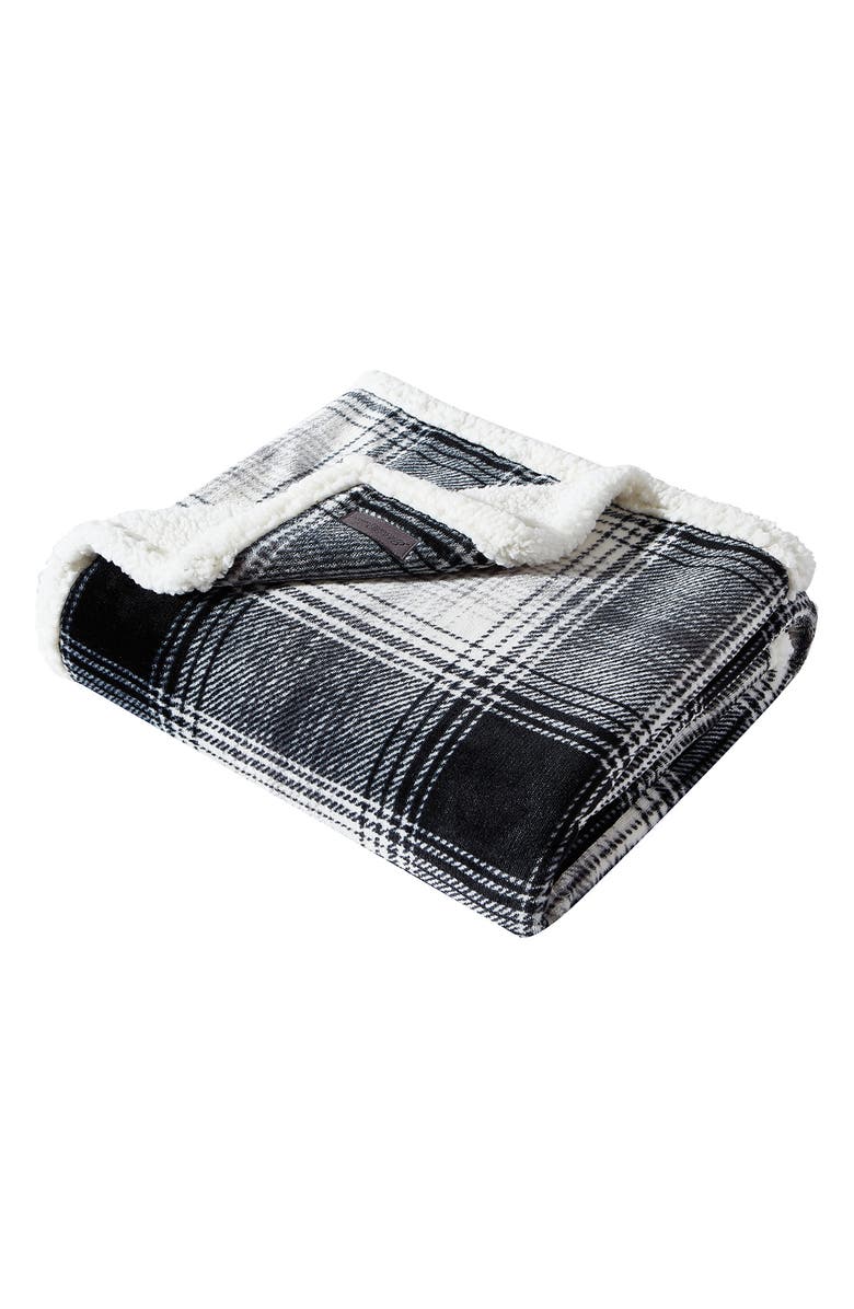 Eddie Bauer Plaid Plush Faux Shearling Reversible Throw Blanket ...