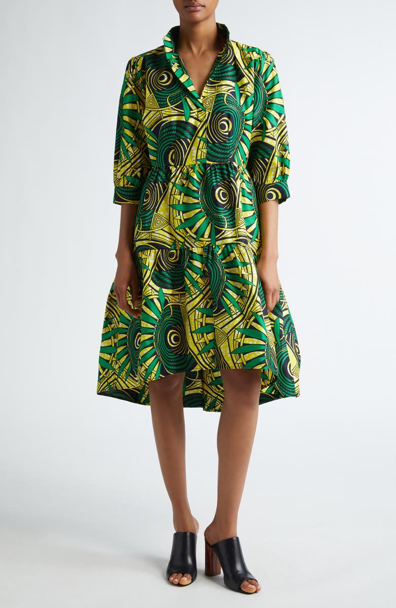 The Oula Company Tiered High-Low Cotton Shirtdress | Nordstromrack