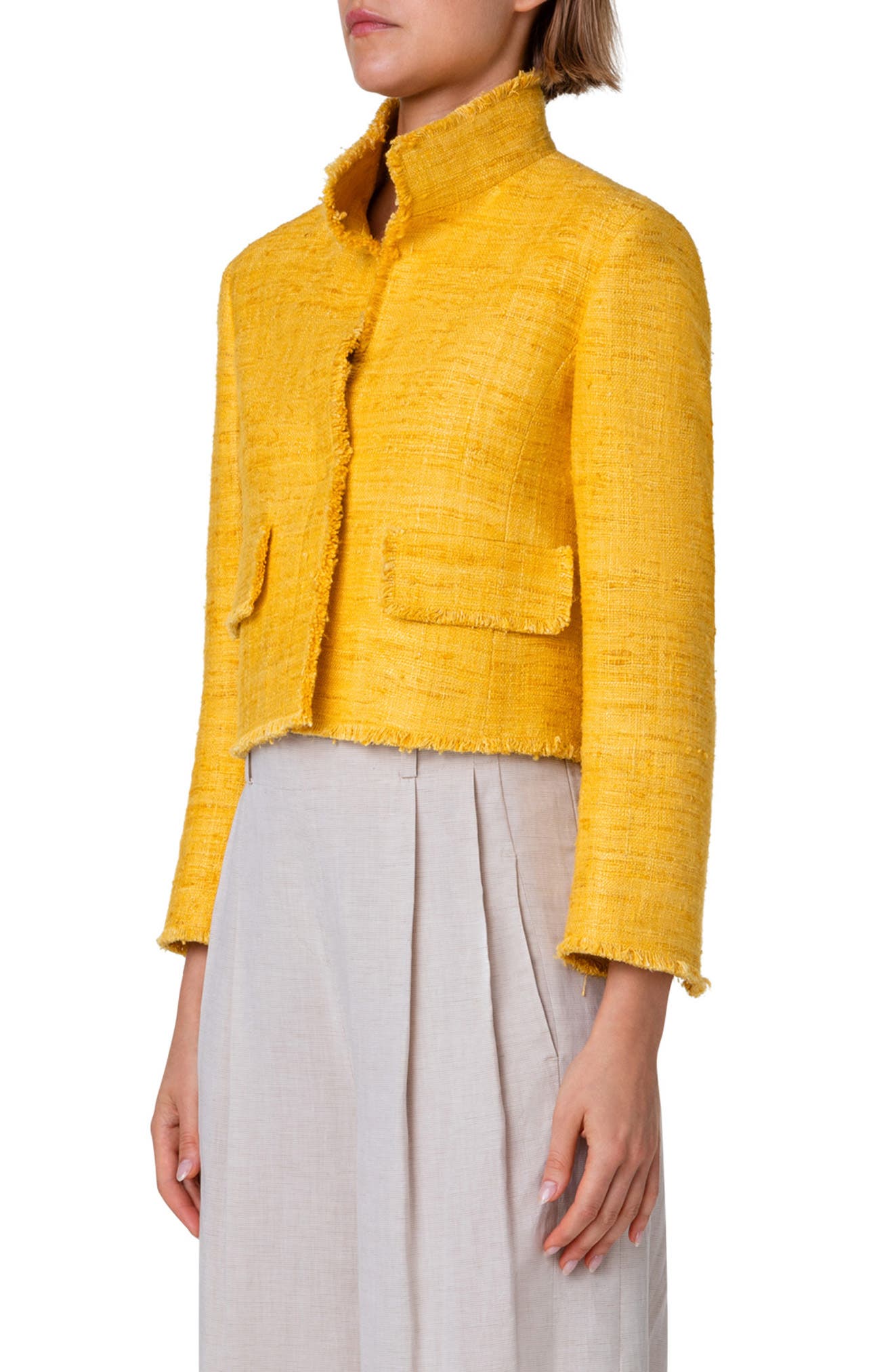 Akris punto Fringe Silk Tweed Crop Jacket | Nordstrom