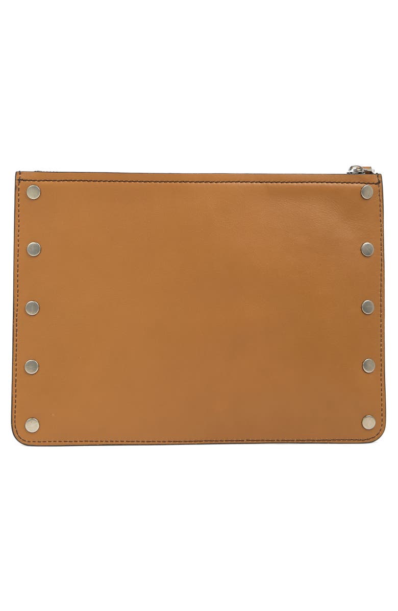 FERRAGAMO Giano Leather Studded Zipper Card Pouch | Nordstromrack