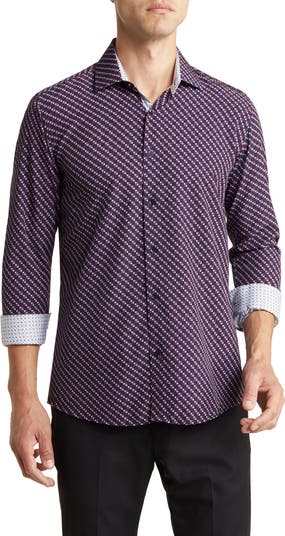 Azaro Uomo Slim Fit Geometric Print Performance Dress Shirt | Nordstromrack