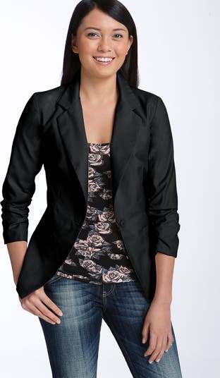 Doki Geki Ruched Sleeve Boyfriend Blazer | Nordstrom