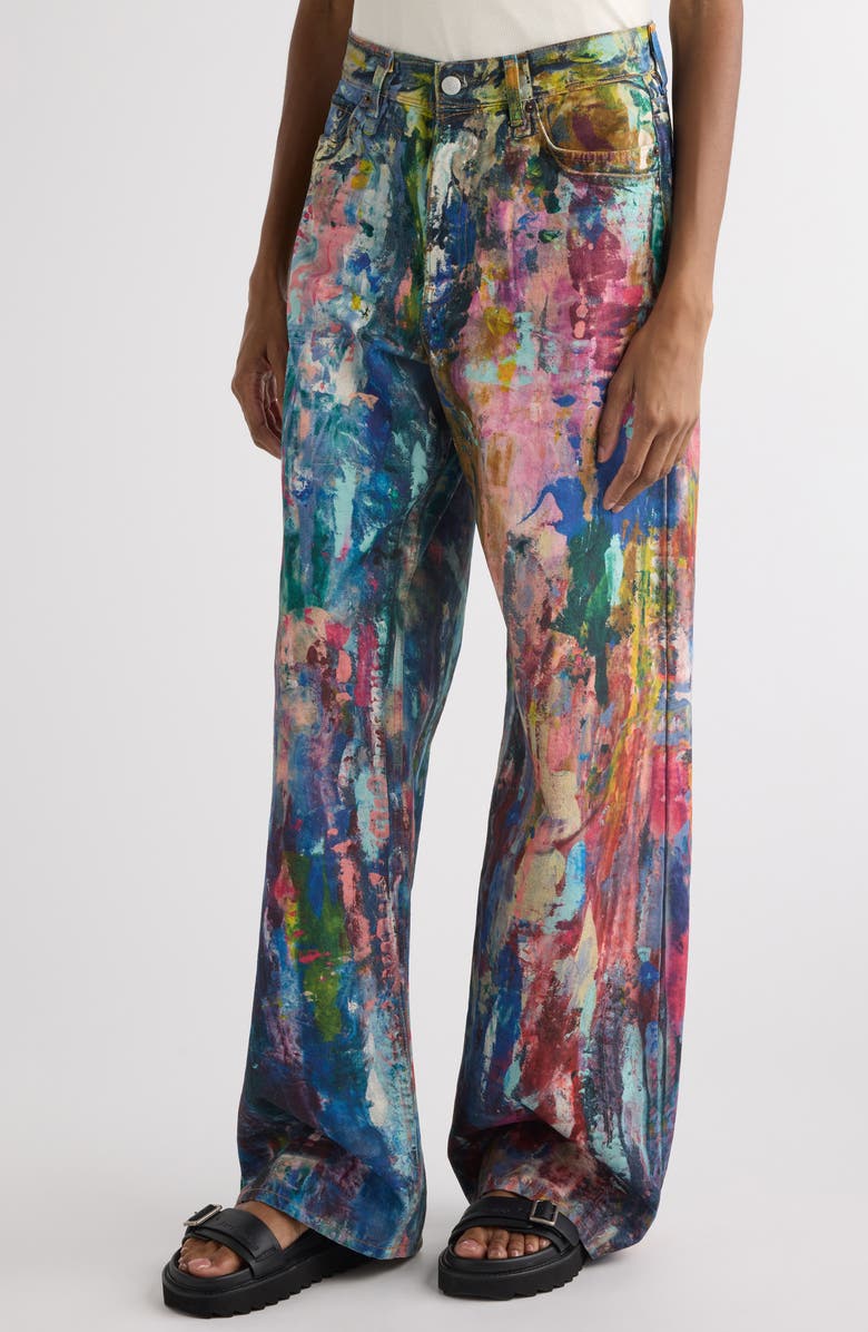 Acne Studios 1981 Trompe l'Oeil Paint Splatter Baggy Wide Leg Jeans | Nordstrom